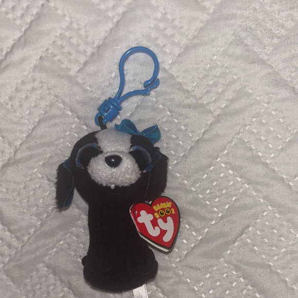Ty | Toys | Ty Beanie Boos Black And White Dog Tracey Keychain Plush ...